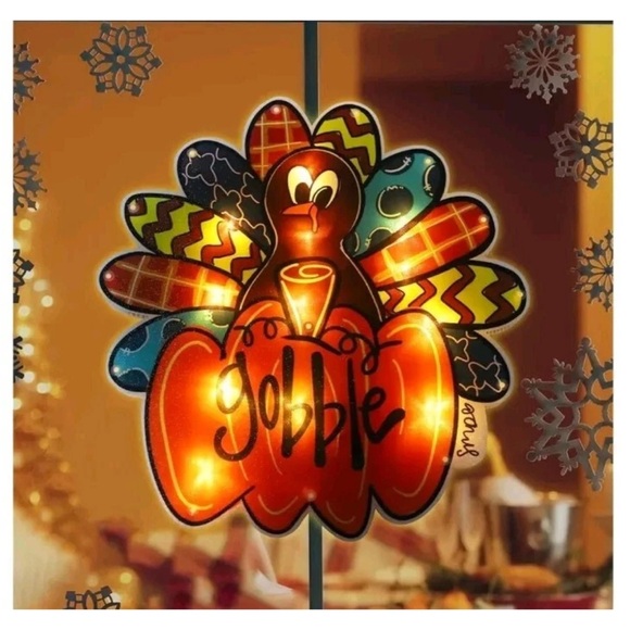 thanksgiving | Accents | Thanksgiving Window Silhouette Large Turkey ...